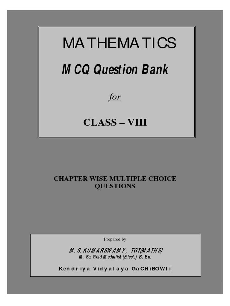 Maths MCQ Question Bank For Class Viii | PDF | Number Theory | Mathematics