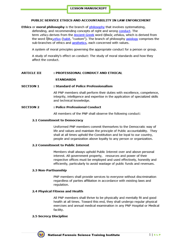 2 Public Service Ethics and Accountability in Law Enforcement | PDF ...