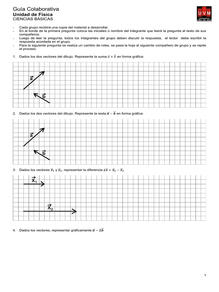 Guia Vectores 1 | PDF | Vector Euclidiano | Sustracción