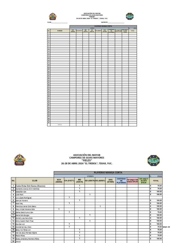 Formato de Pedido de Playeras | PDF