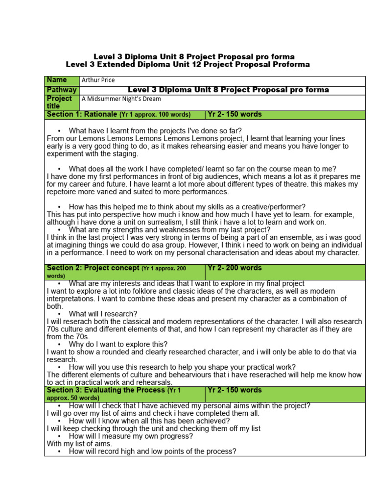 Ual Proposal Action Plan Proforma 2 | PDF | Critical Thinking | Motivation