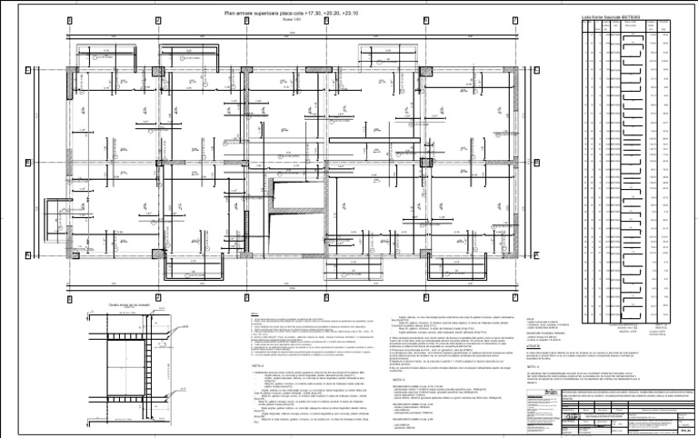 R56_8A Plan armare superioara placa cota +17.30, +20.20, +23.10 | PDF