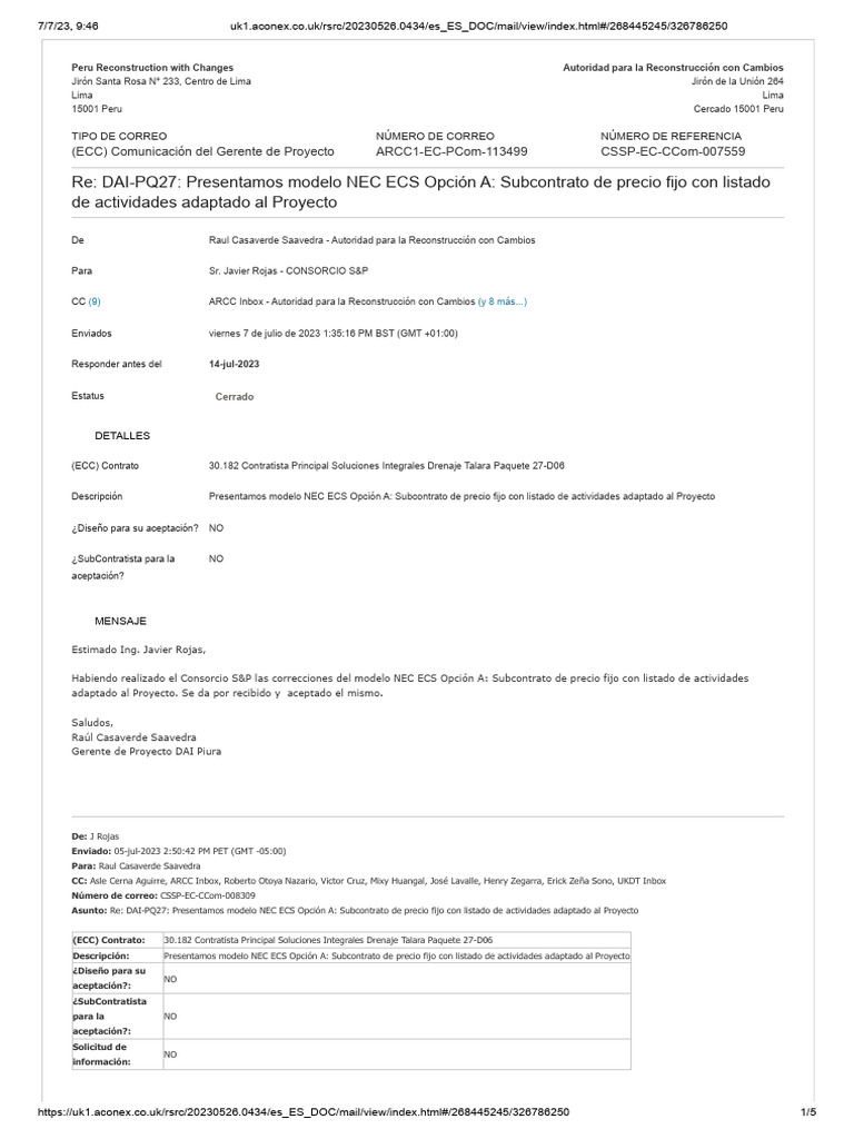 ARCC1-EC-PCom-113499 Aceptacion ECS OpA | PDF | Tecnología