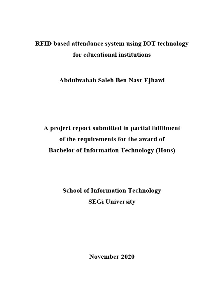 RFID Based Attendance System Using IOT Technology For Educational Institutions. | PDF | Use Case ...