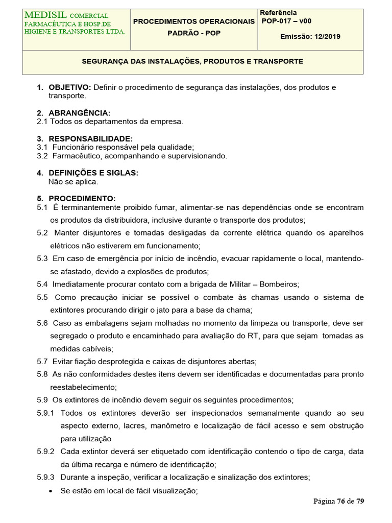 POP-017 - Segurança Das Instalaçoes Produtos e Transporte - 25-07-2019 ...