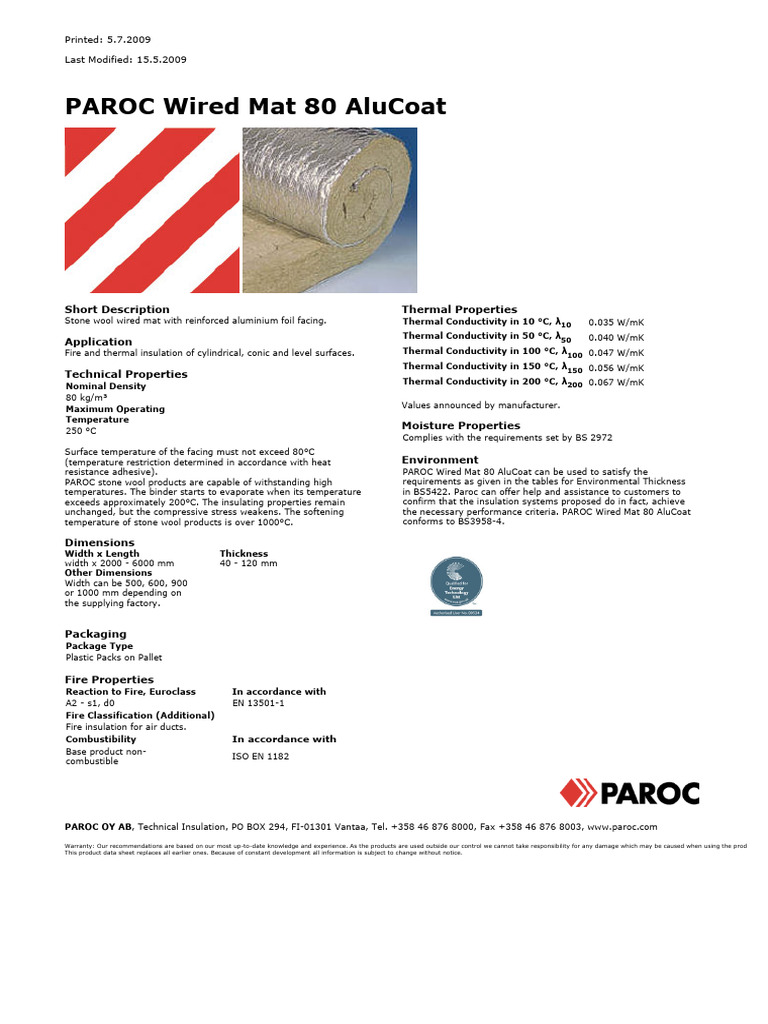 PAROC WiredMat80AluCoat en | Download Free PDF | Thermal Insulation ...