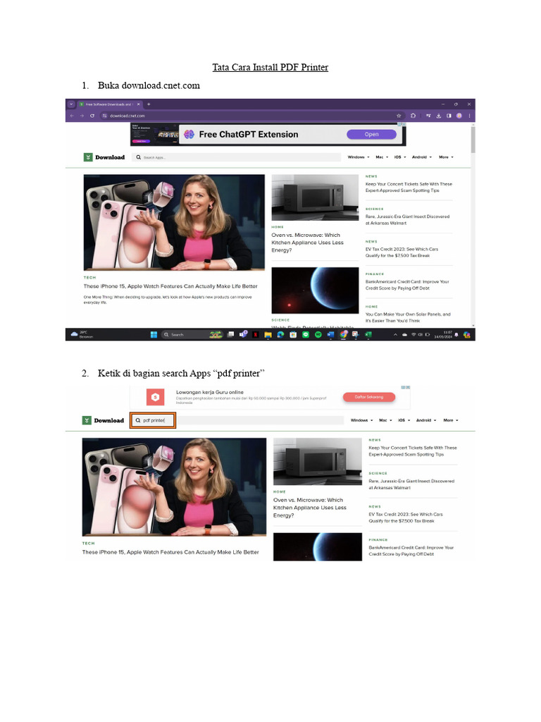 Tata Cara Install PDF Printer | PDF | Komputer