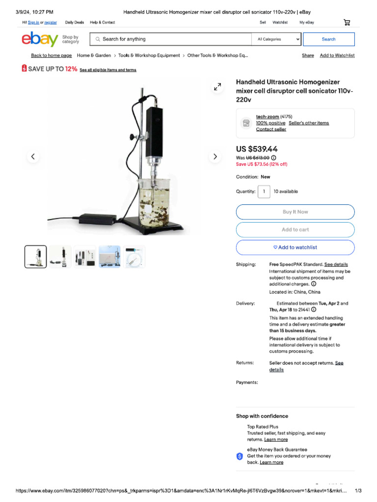 Handheld Ultrasonic Homogenizer Mixer Cell | PDF
