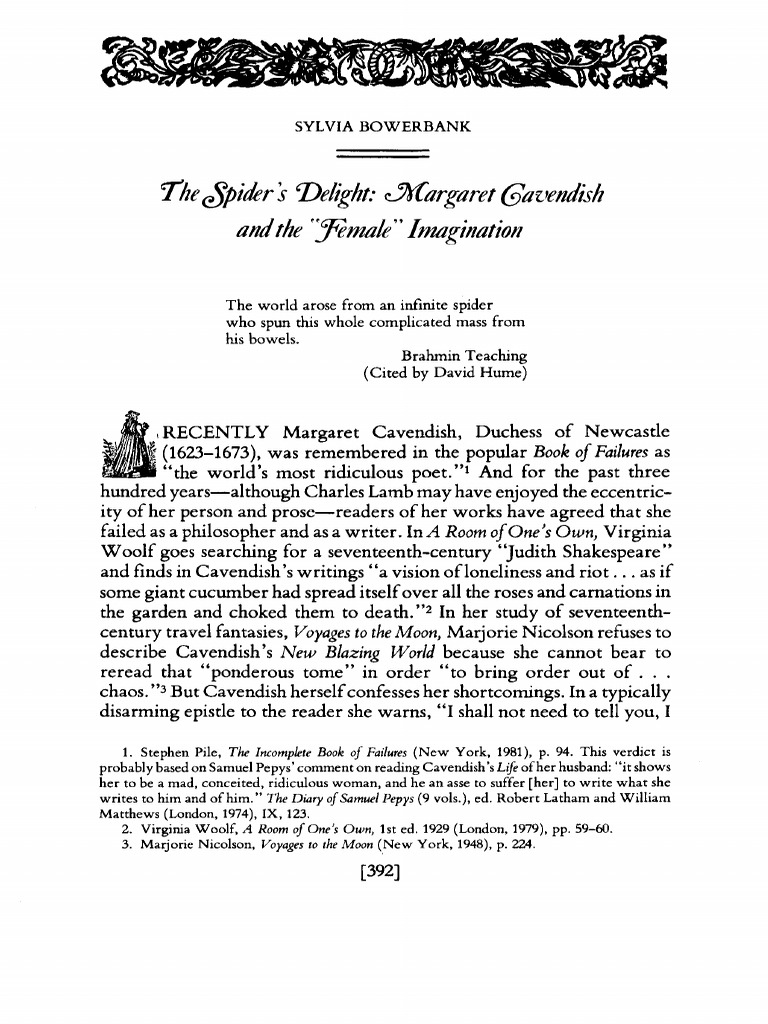 Cavendish's Natural Wit and Female Imagination | PDF | Ben Jonson | Reason