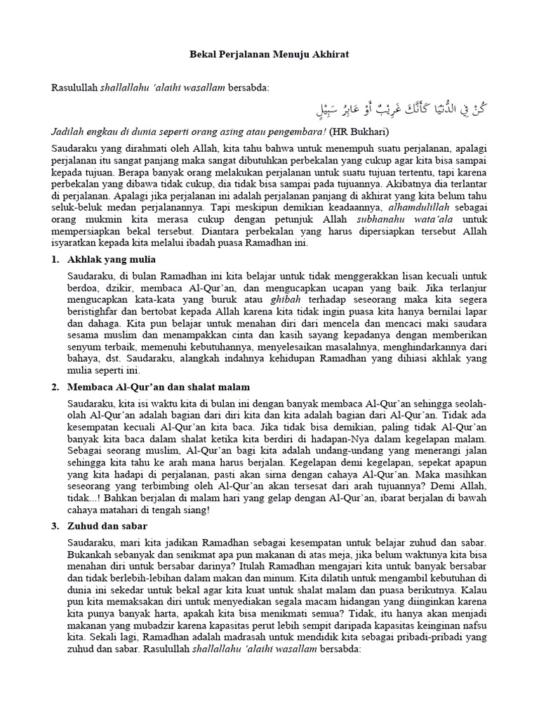 Bekal Menuju Akhirat | PDF