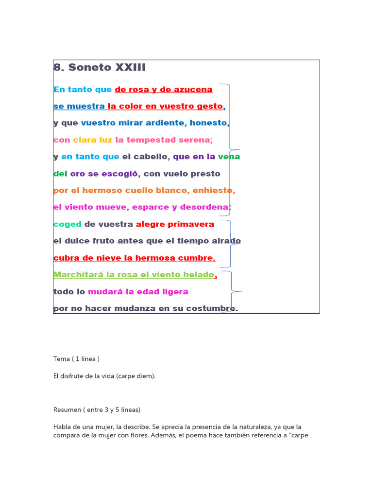 Garcilaso de La VEGA Soneto XXIII | PDF