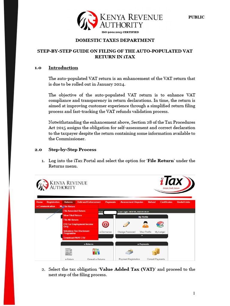 Pre Populated VAT Return Step by Step Guide 27 11 2023 | PDF | Value Added Tax | Taxes