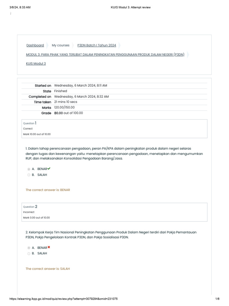 KUIS Modul 3 - Attempt Review | PDF