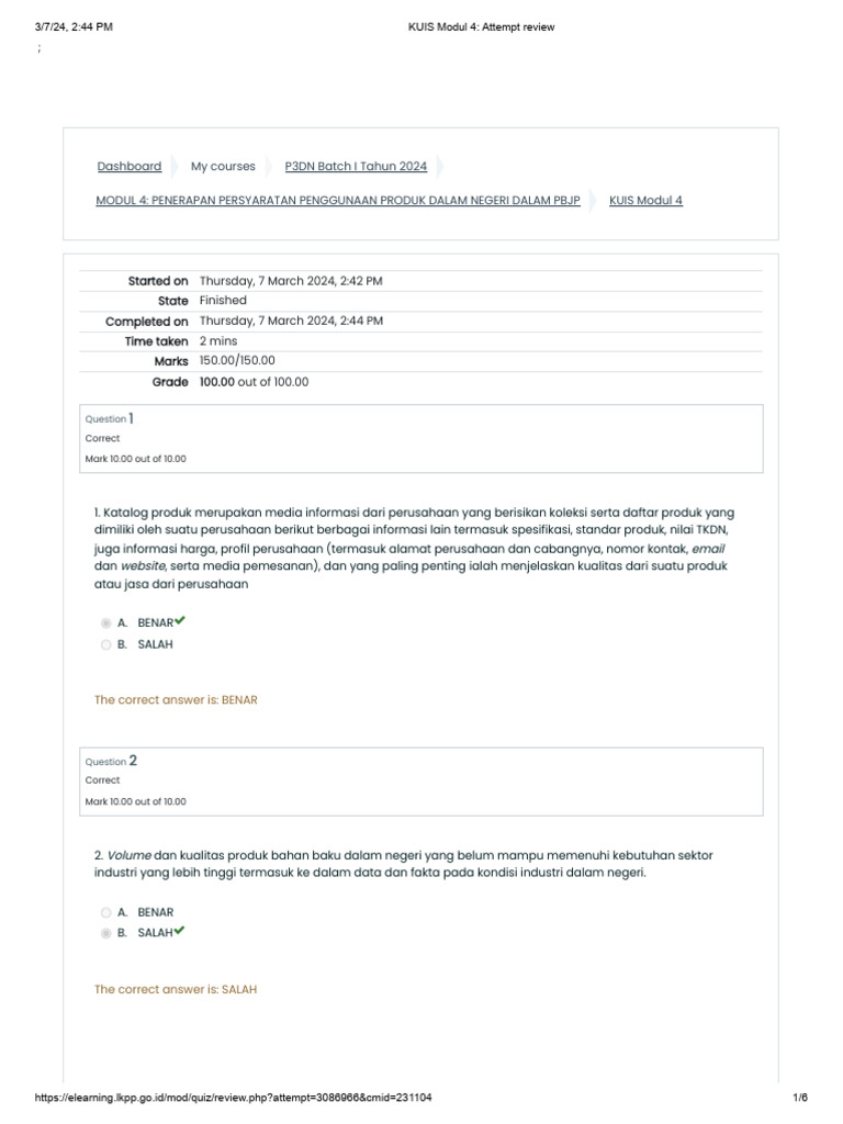 KUIS Modul 4 - Attempt Review | PDF