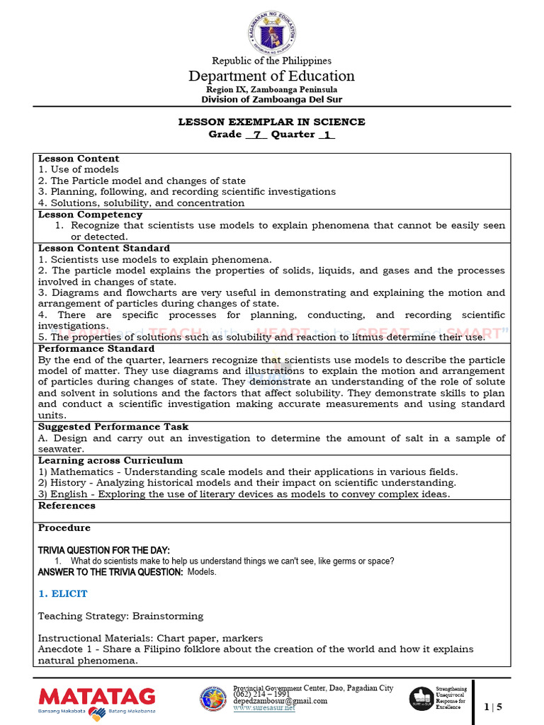 LE Science 7es | PDF | Solubility | Cognition