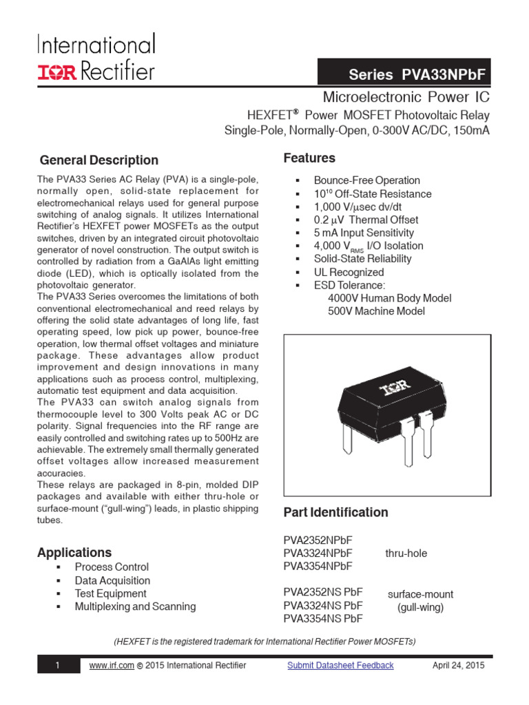 Infineon-PVA33N-DataSheet-v01_00-EN | PDF | Relay | Rectifier