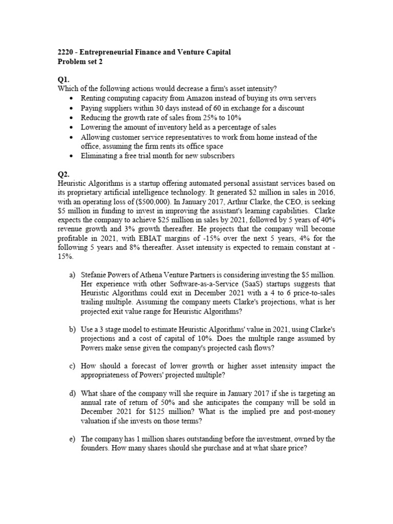 Pset2 2019 | PDF | Investing | Corporate Finance