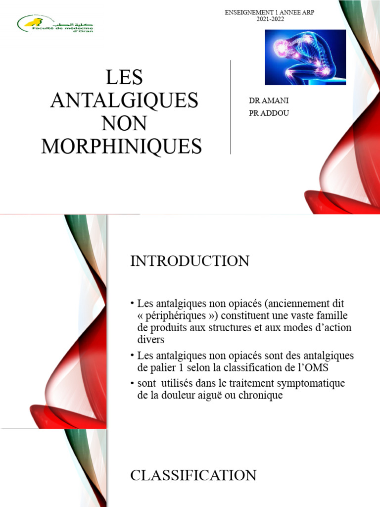 Les Antalgiques Non Morphiniques | PDF | Antalgique | Sérotonine