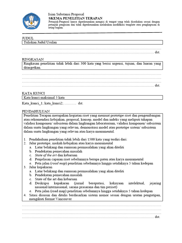 Isian Substansi Proposal Skema Terapan | PDF