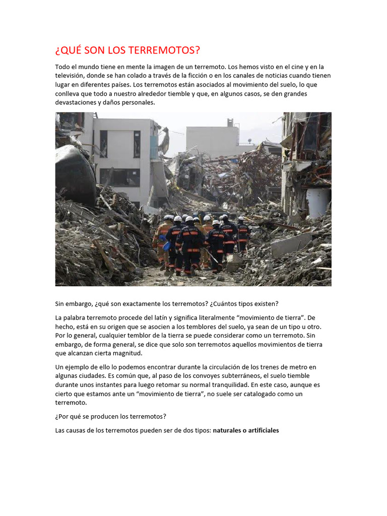 Terremoto s | PDF | Temblores | Tierra