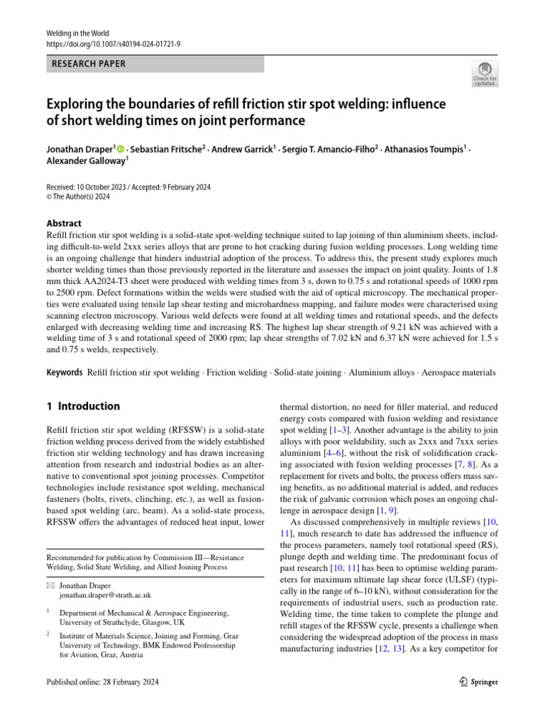 Exploring The Boundaries of Refill Friction Stir Spot Welding ... Exploring The Boundaries of Refill Friction Stir Spot Welding ...