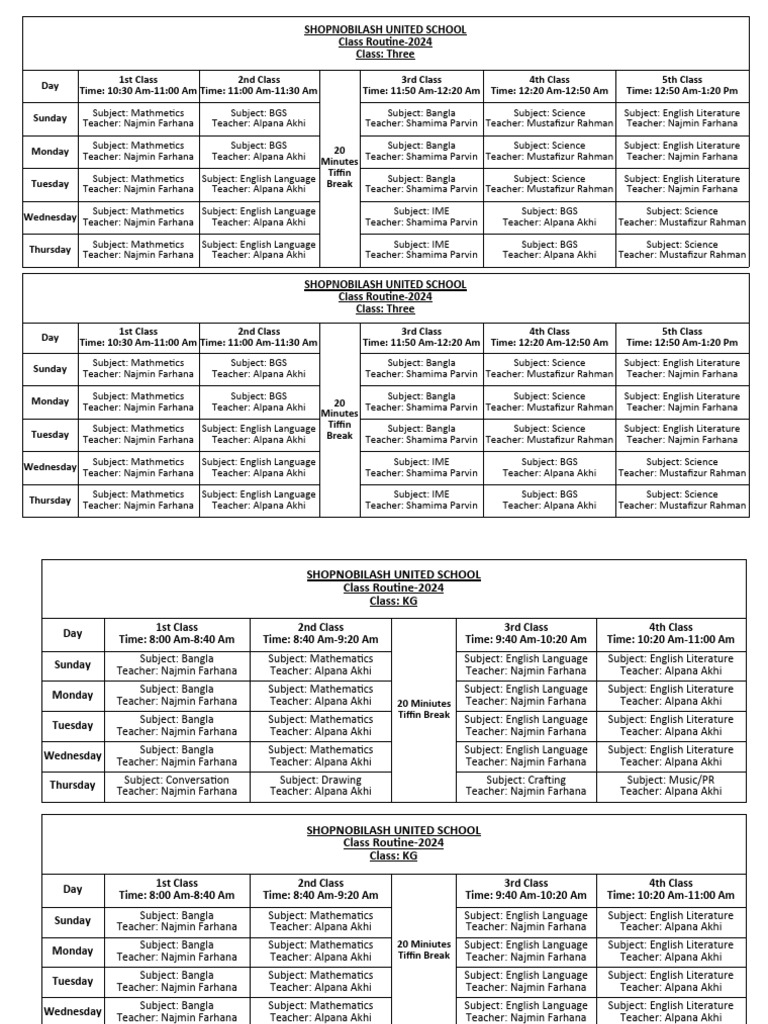 Class Routine 2024 | PDF | Communication | Inquiry