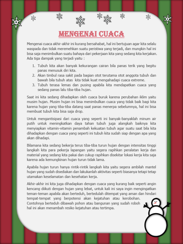 Safety Talk Musim Hujan dan Cuaca Buruk | PDF