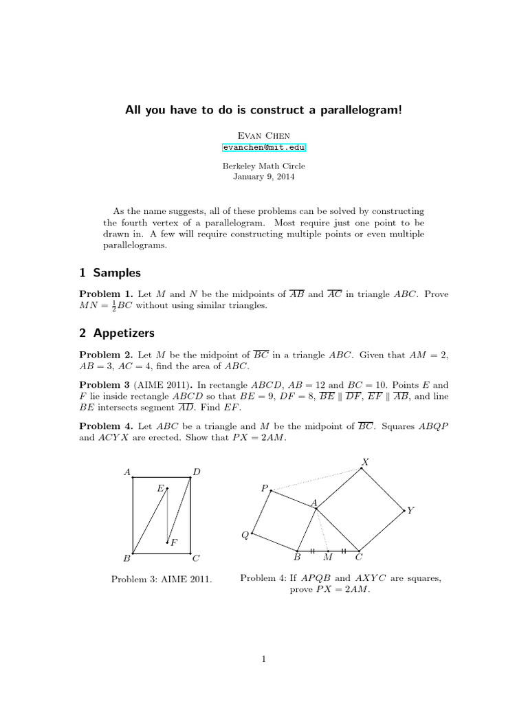 BMC Parallelograms | PDF | Triangle | Triangle Geometry