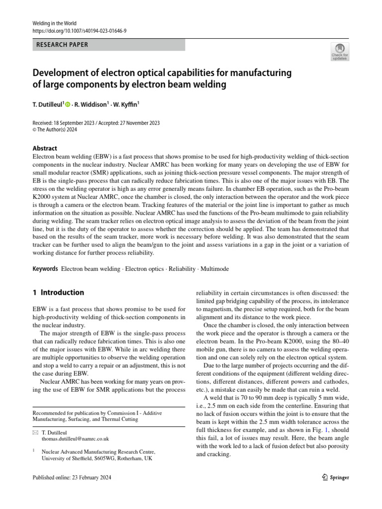 Electron Beam Welding for SMR | PDF | Welding | Construction