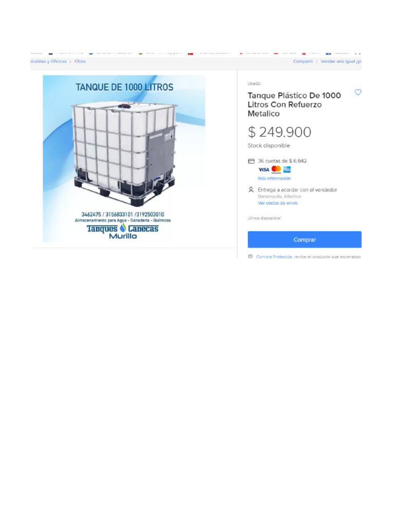 ISO Tanques 1000 Litros - Refuerzo Metálico | PDF