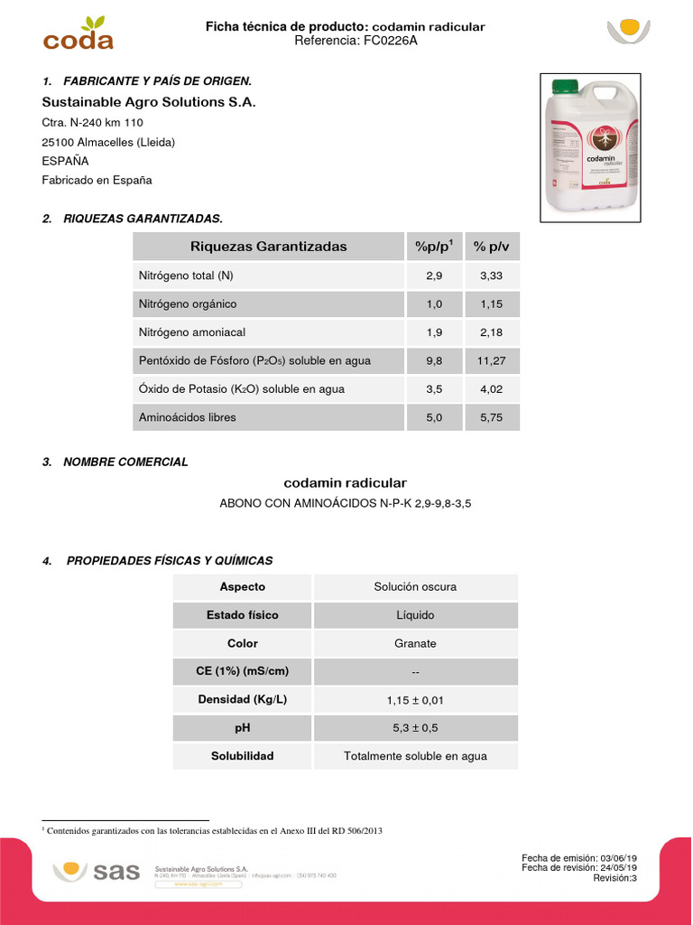 FT Codamin Radicular | PDF | Agua | Química