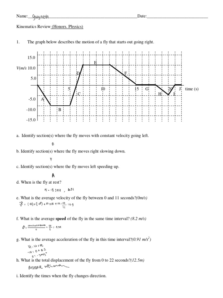 Kinematics Motion Review for Honors Physics | PDF | Velocity | Acceleration