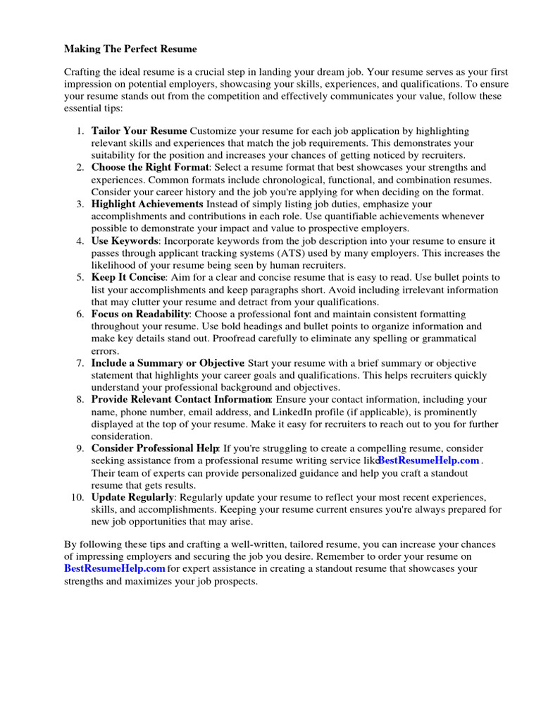 Making The Perfect Resume | PDF | Résumé | Linked In