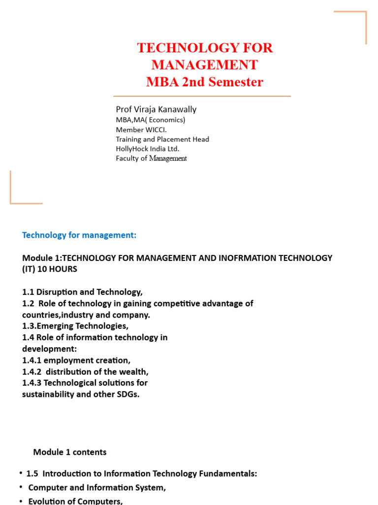 Technology For Management | PDF
