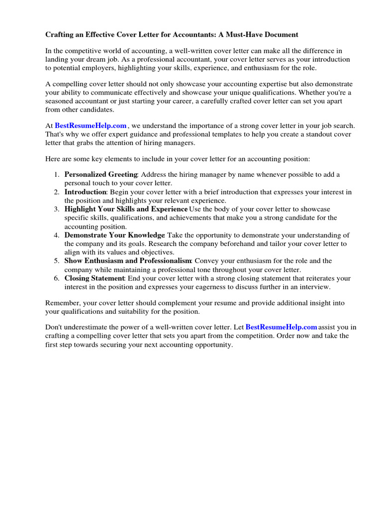Cover Letter for Accountant Doc | PDF