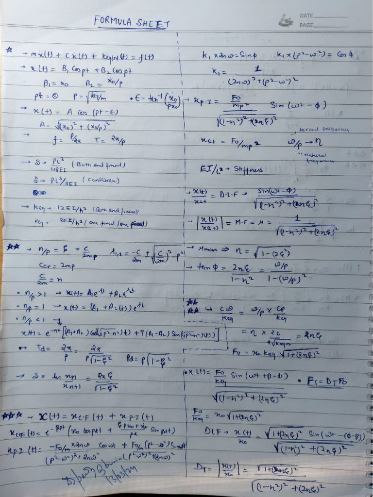 Final Formula Sheet | PDF
