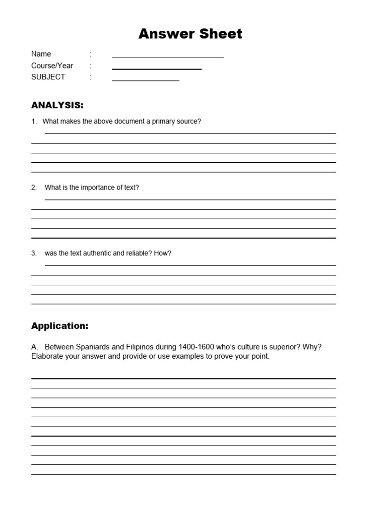 History-Answer Sheet-2 | PDF