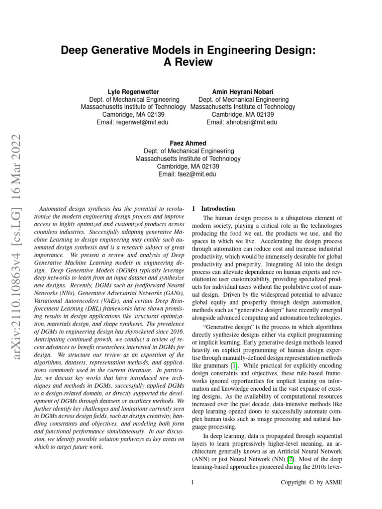 Deep Generative Models in Engineering Design: A Review: Lyle ...