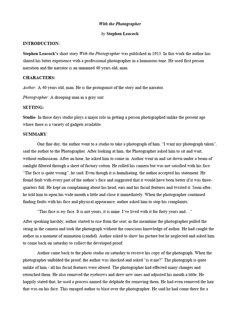 With The Photographer Essay | PDF | Home & Garden | Art