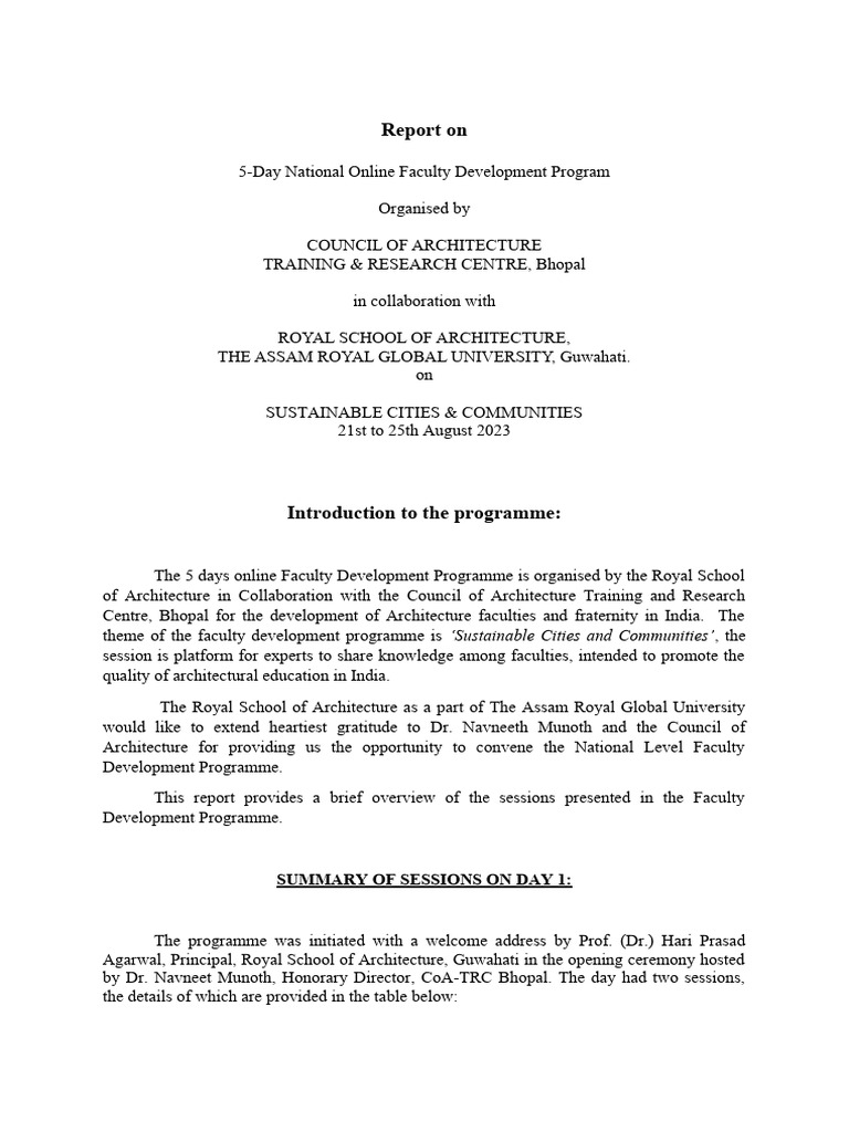 FDP Session Report - Sustainable Cities & Communities | PDF | Green ...