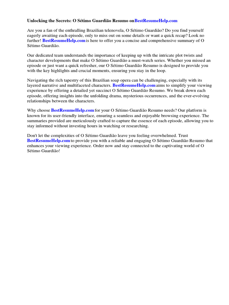 O Stimo Guardio Resumo | PDF | Television Series | Drama Television Series