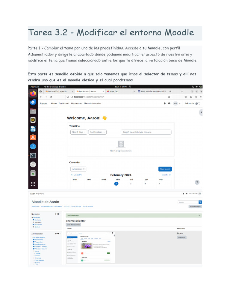 Tarea 3.2 - Modificar El Entorno Moodle | PDF