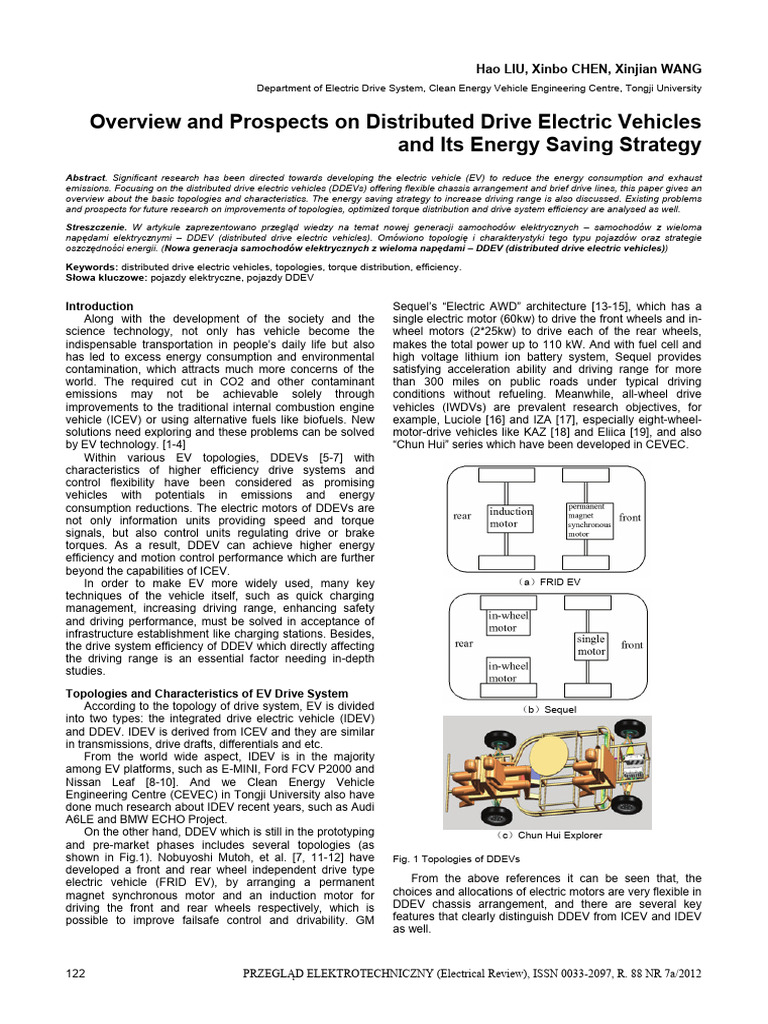 Overview And Prospects On Distributed Drive Electric Vehicles Pdf