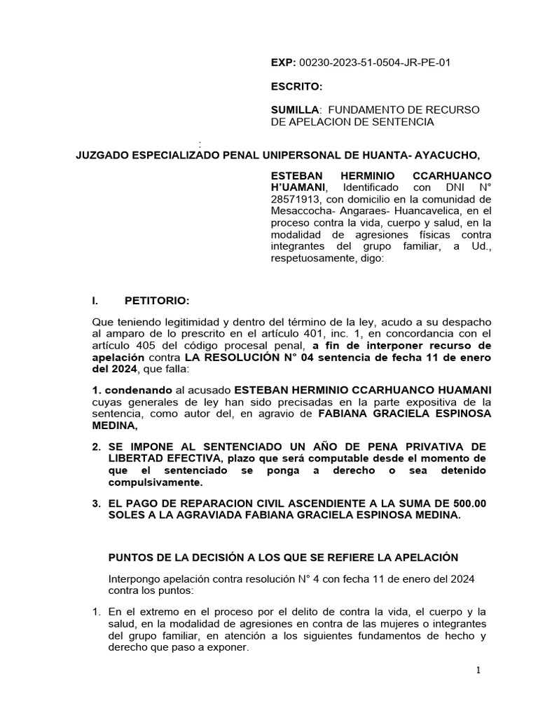 Apelacion Tello | PDF | Apelación | Sentencia (ley)