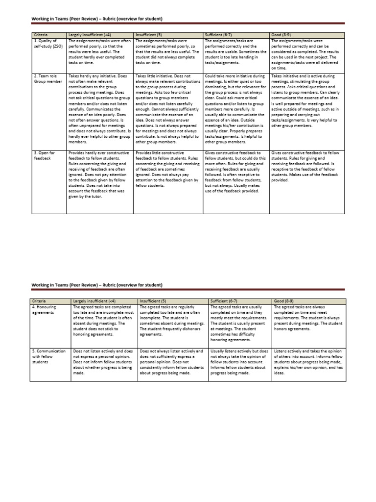 Peer Review Rubric Overview for Students | PDF | Educational Assessment ...