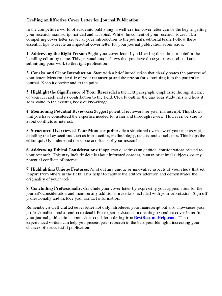 Effective Cover Letter for Journal Submission | PDF | Academic Journal ...