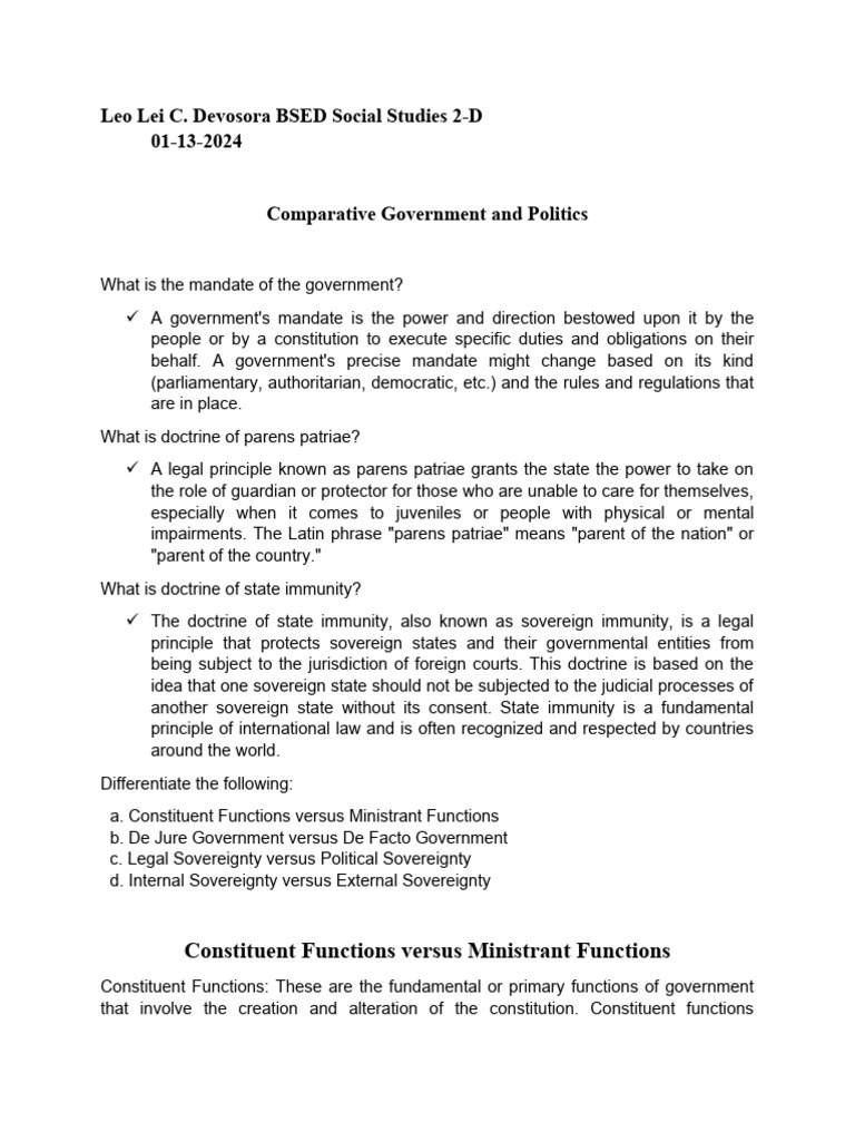 Comparative Government and Polotics 2 | PDF | Sovereignty | State (Polity)