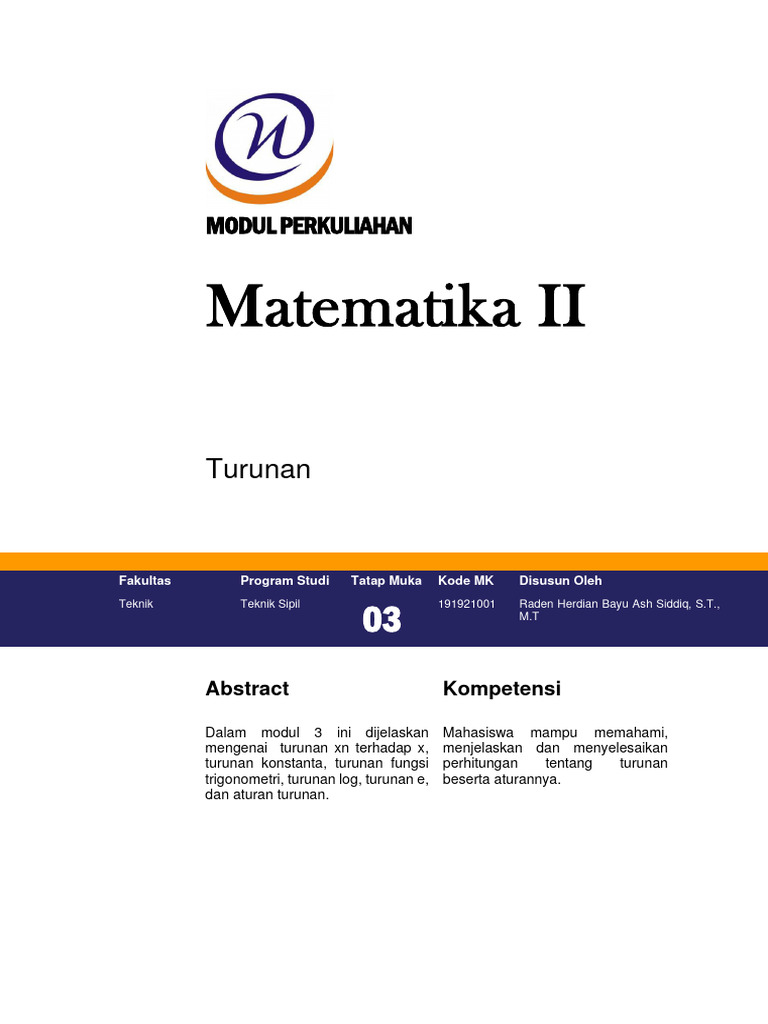 Modul Turunan untuk Teknik Sipil | PDF