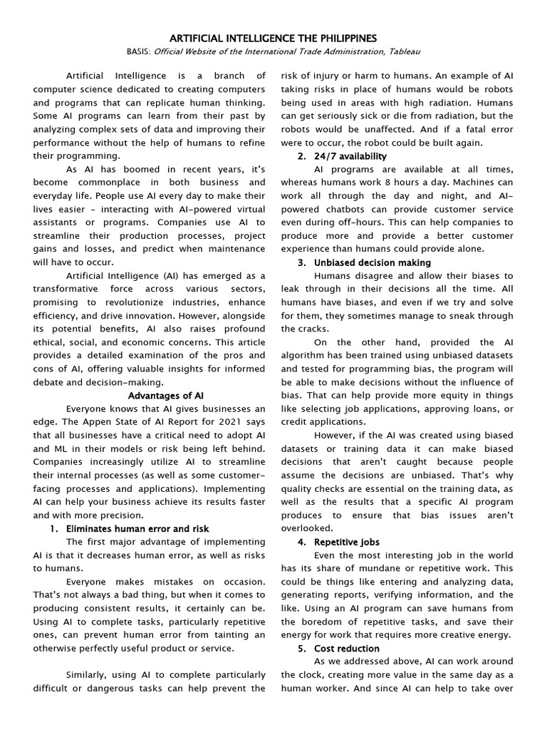 AI Impact and Applications in the Philippines | PDF | Artificial ...