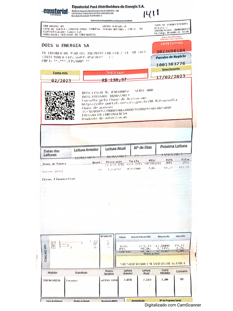 Conta Luz Escritorio Fev23 | PDF